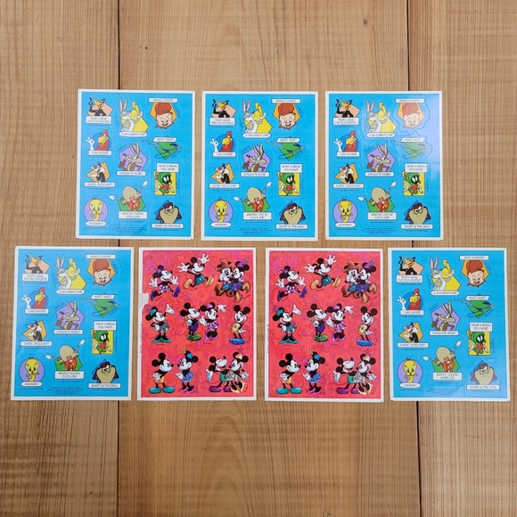 Vintage | Office | Vtg 9s Disney And Looney Tunes Stickers Sheets ...